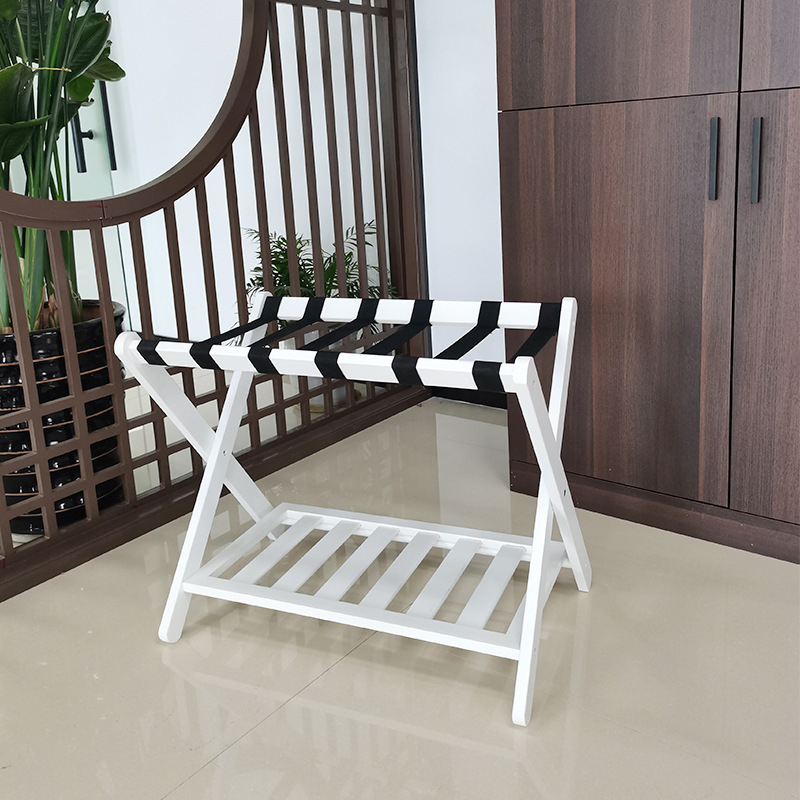 Hotel Foldable Bamboo Parcel Or Luggage Rack Portable Two-Layer Luggage ...