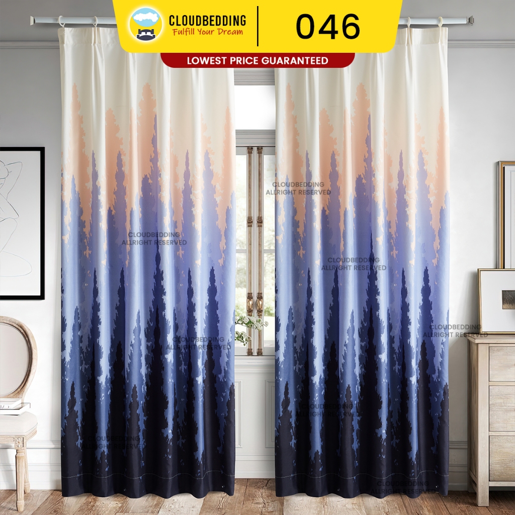 Premium Hook Type Modern Langsir Curtain Semi Blackout Langsir Pintu ...