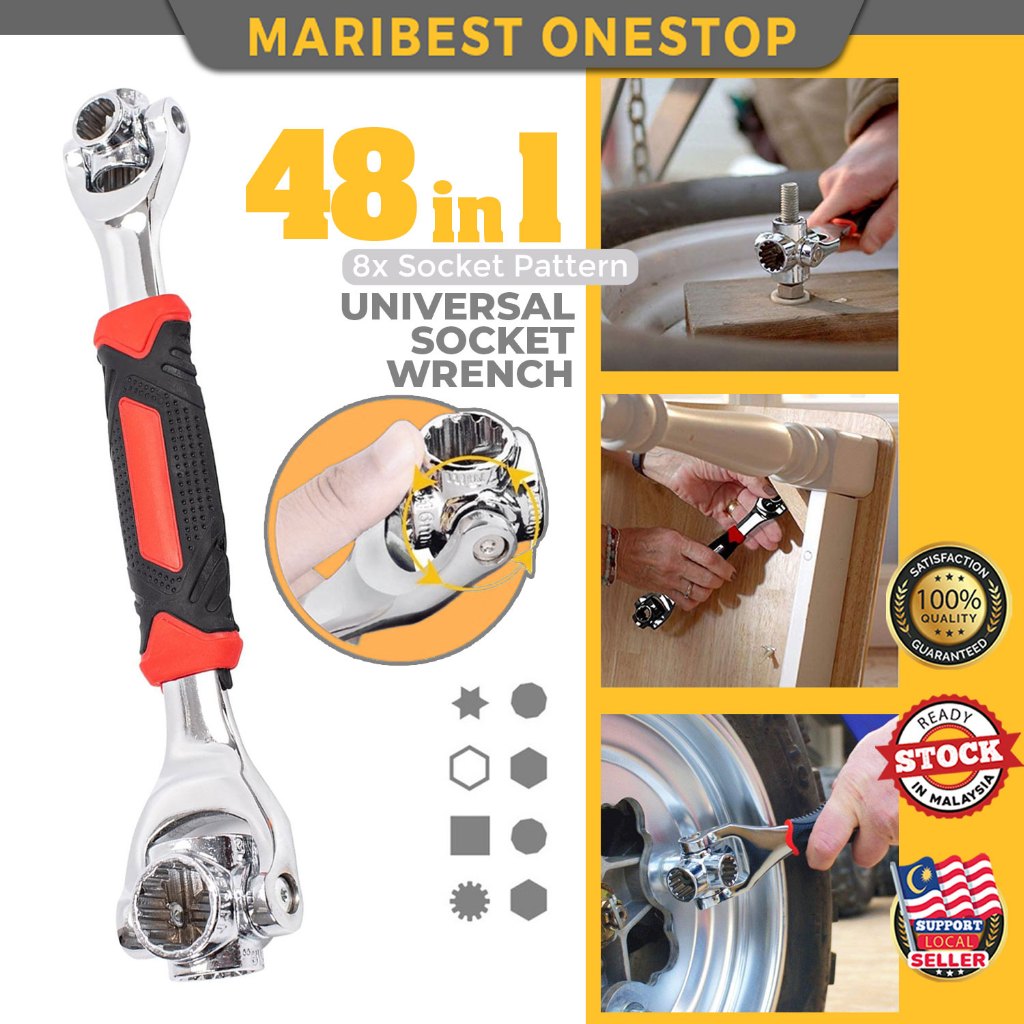 48 in 1 Multipurpose Universal Socket Wrench Bolt Wrench 360 Degree ...