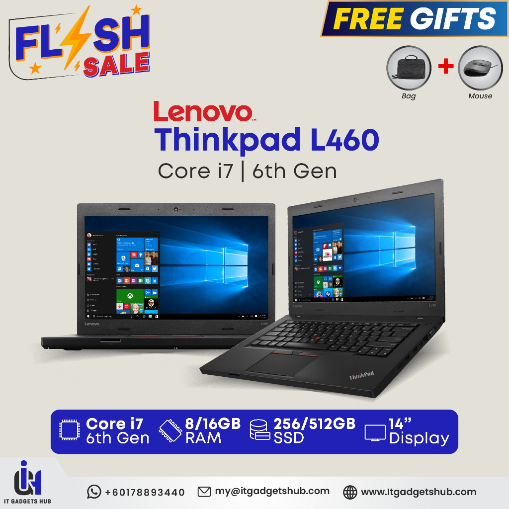 Lenovo ThinkPad L460 Laptop Intel Core i7-6th Gen 14" Display 8GB Ram ...