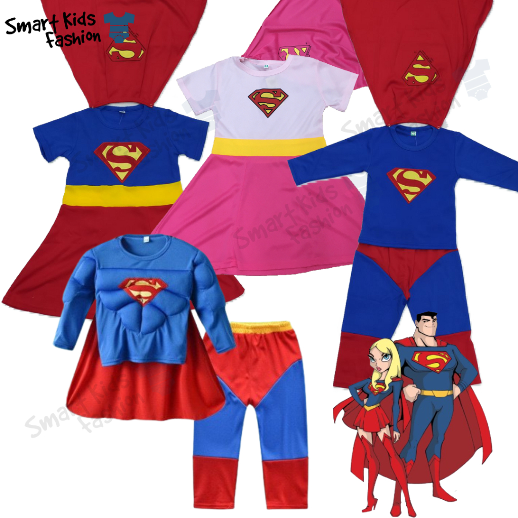 (2Y-8Y)Kids Superhero Costume Superman / Supergirl cosplay | Shopee ...