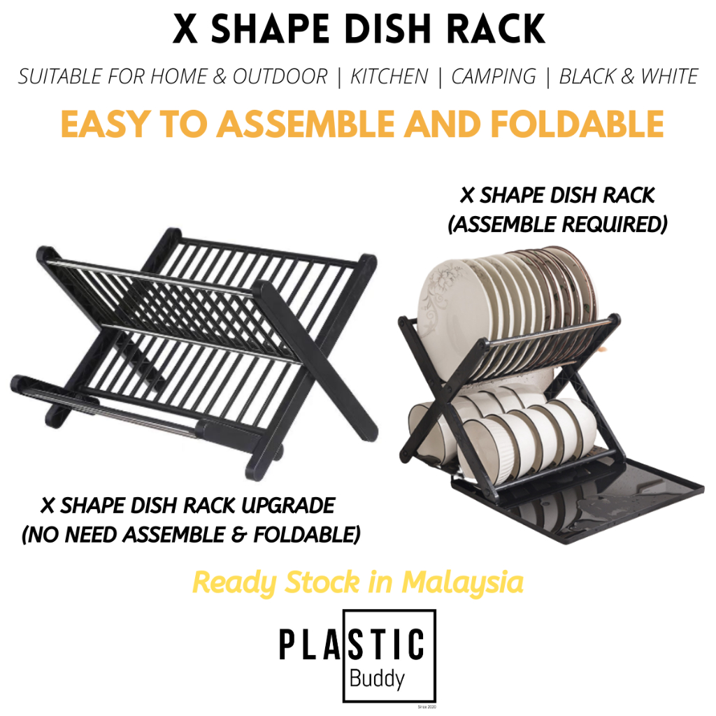 X Shape Plastic Dish Drainer Rack Foldable Rak Plastic Camping Plastic ...
