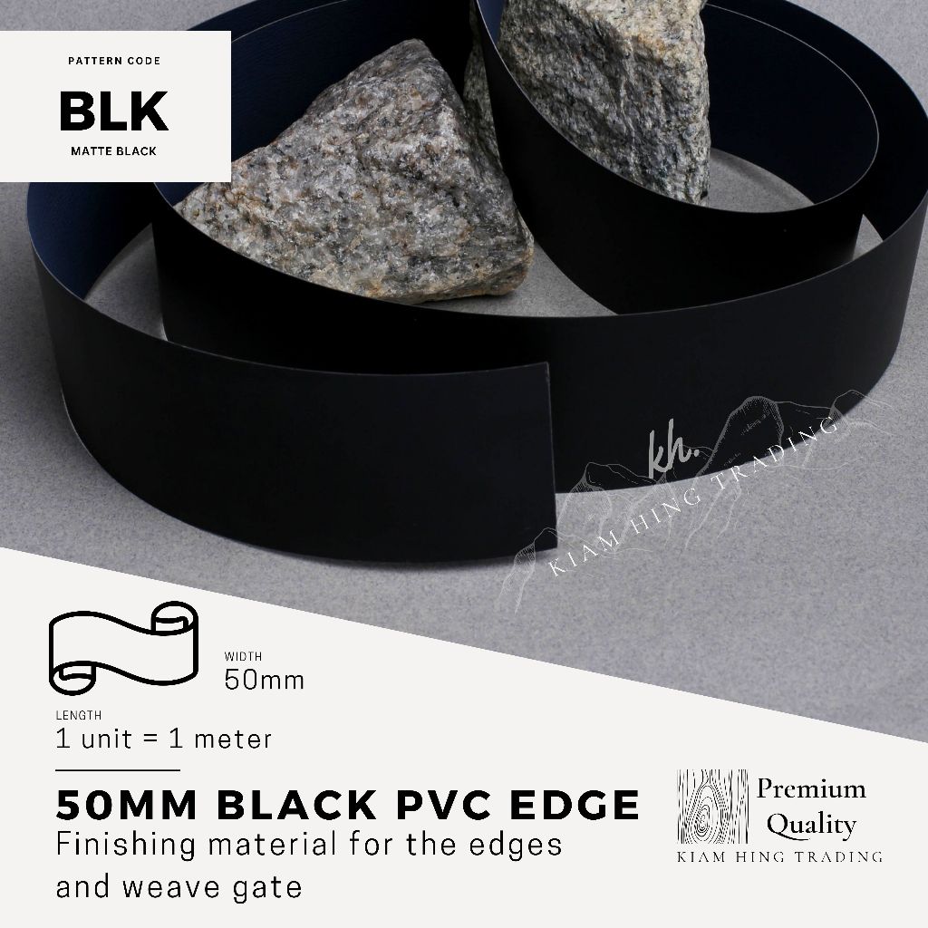 50mm Matte Black PVC Edging | Edge for all Lam. | edge protector | edge ...