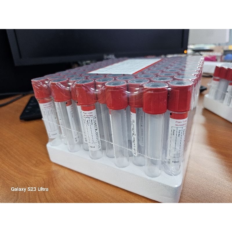 MDA APPROVED ️ Blood Collection Tube Plain Red Cap No Additive 10ml ...