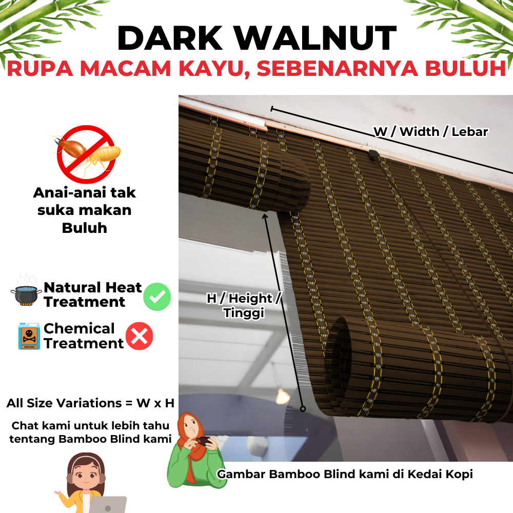 SUPERSAVE Bamboo Blind Bidai Buluh Outdoor Bidai Kayu Tirai Buluh Bidai ...