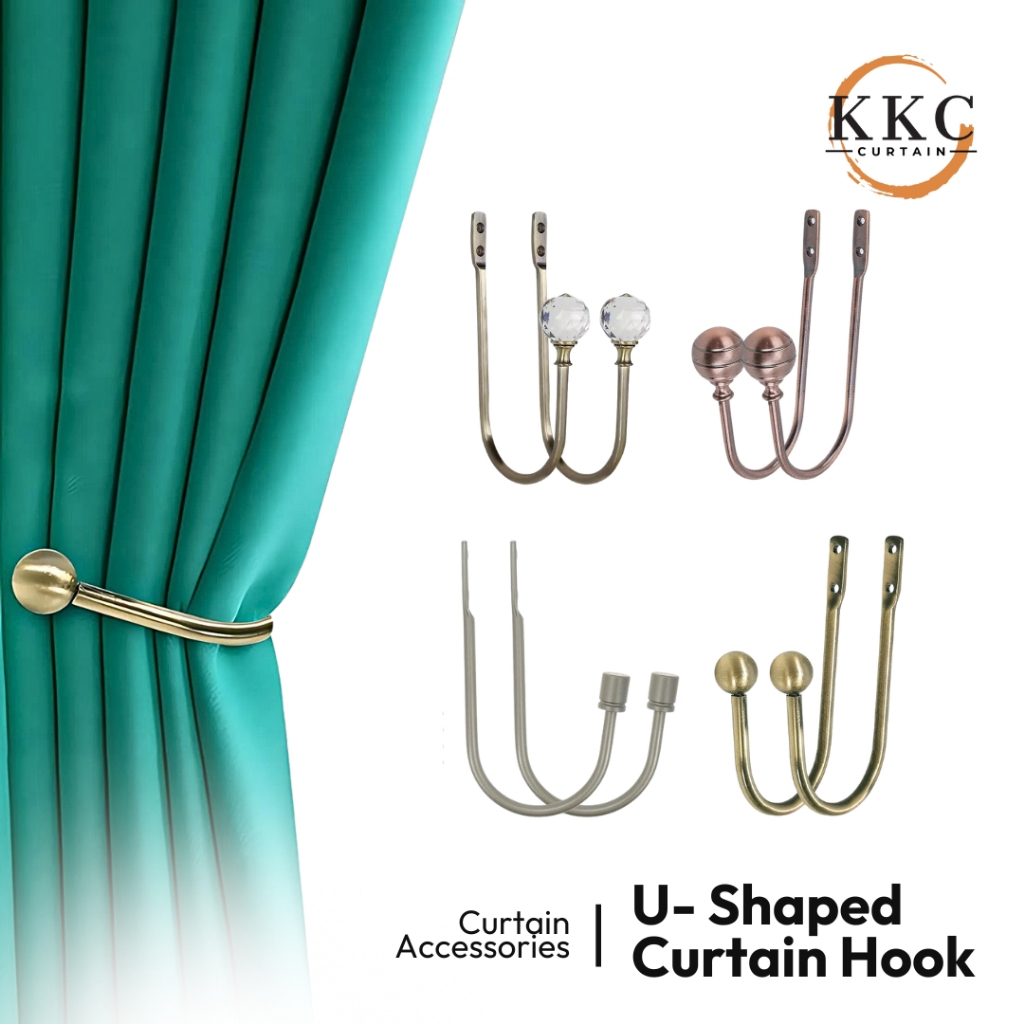 KKC U-Shaped Wall Mounted Curtain Hook/Side Hook/Window Hanger Holder ...