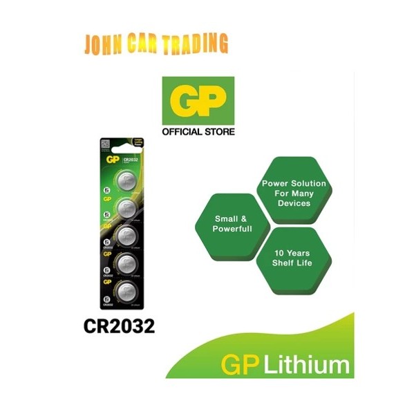 GP Lithium Coin Cells Battery CR2032 [ Card of 5s ] (5004LC AWI L14 EA2032C BR2332 RFA-35 SB-T15 ...