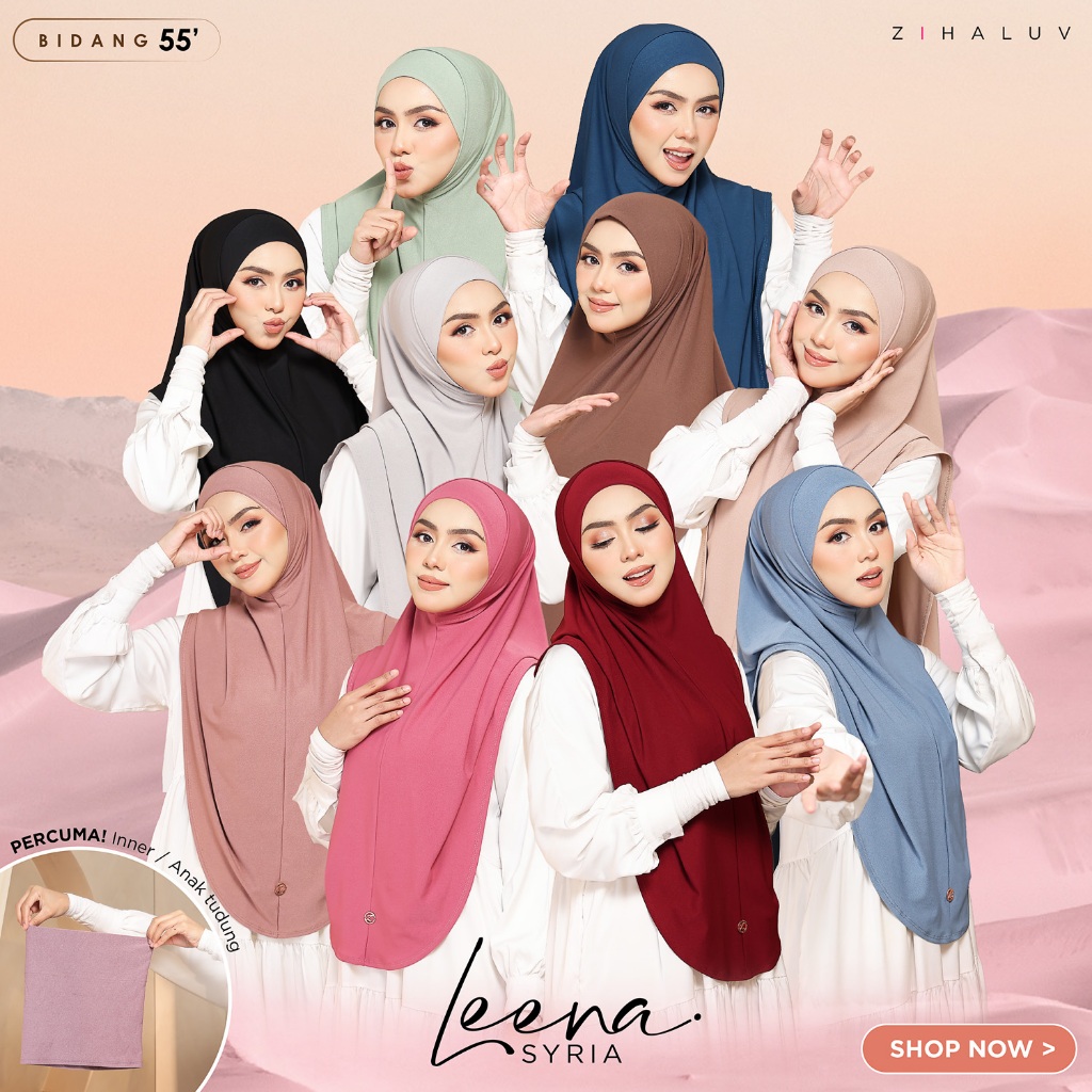 Zihaluv - Tudung Leena Syria Easy-On Ironless - MossCrepe - Bidang 55 ...