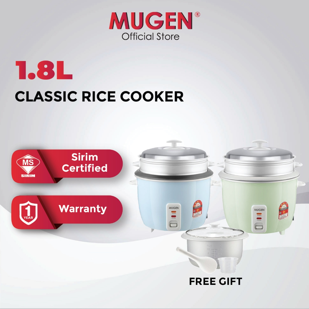 MUGEN Classic Rice Cooker With Steamer Tray (1.8L) [Free Extra Pot with ...