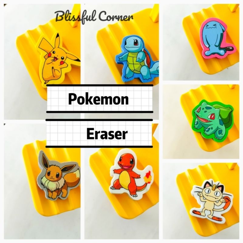 [BC] READY STOCK Pokemon Eraser Pikachu Squirtle Charmander Meowth ...