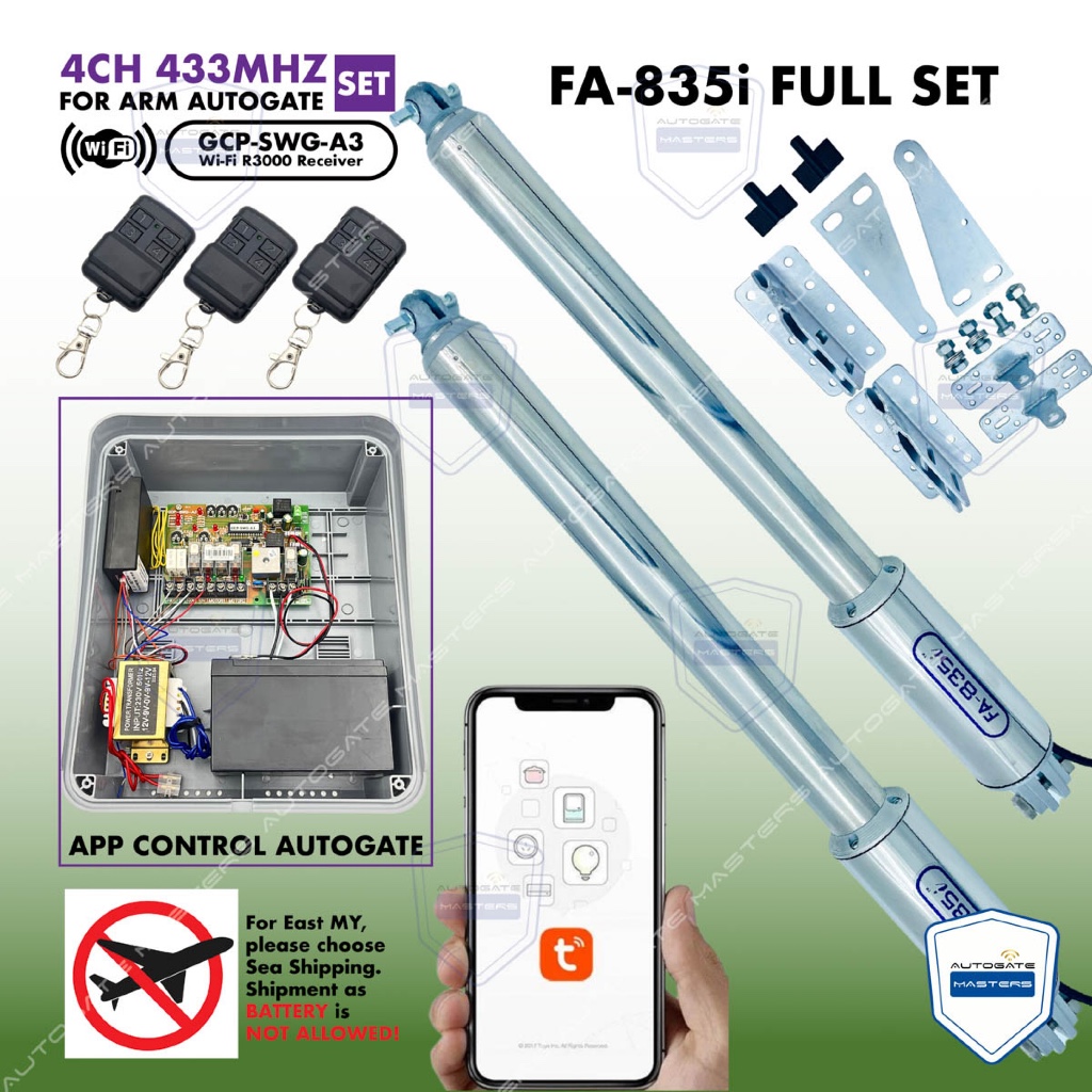 WIFI FA-835i ( 4CH 433MHZ ) Swing folding arm autogate system ( FULL ...
