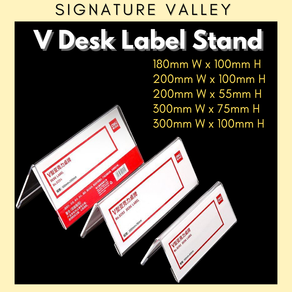 Desk label Acrylic V shape display Office Business Restaurant Price ...
