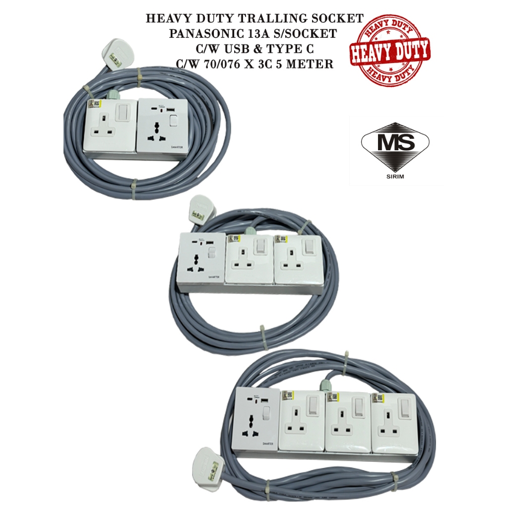 PANASONIC HEAVY DUTY EXTENSION WITH SMARTER USB & TYPE C TRALLING ...