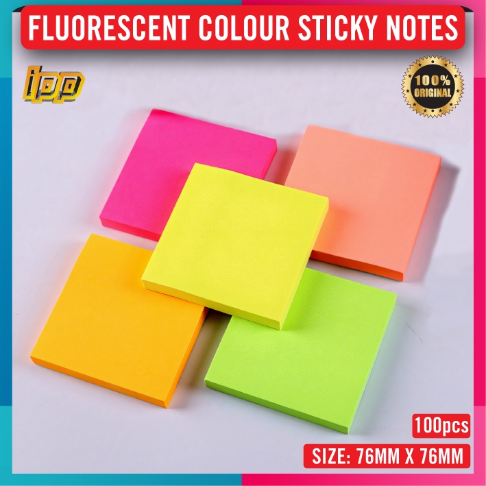 Fluorescent Colour Sticky Notes 100 Sheets 76mm X 76mm | Shopee Malaysia