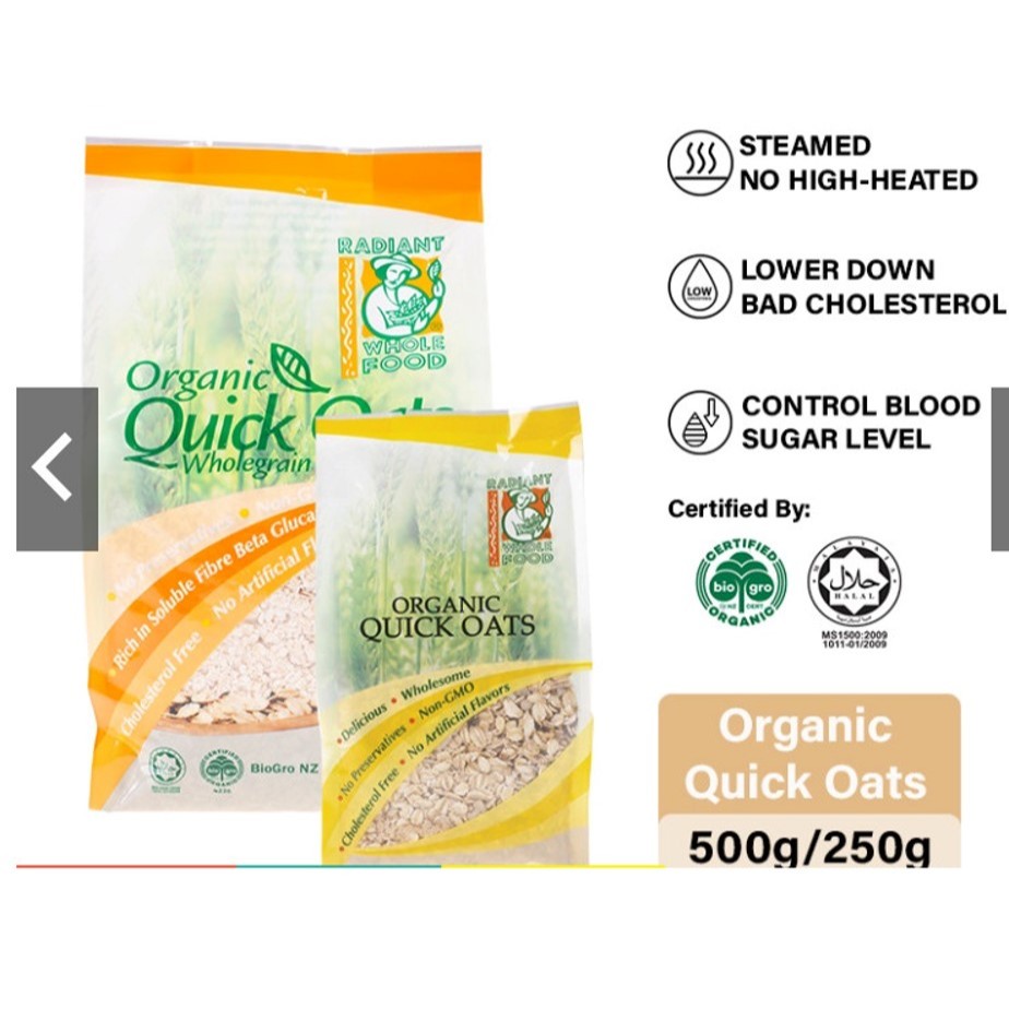 Radiant Organic Quick Oat (250gm -500gm) | Shopee Malaysia
