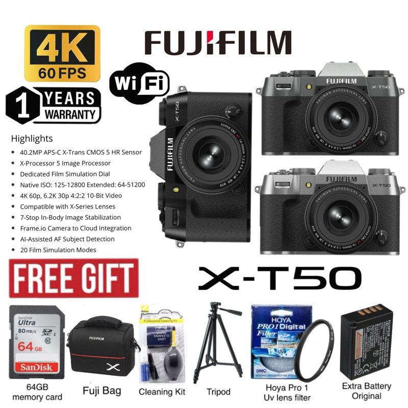 FUJIFILM X-T50 XT50 16-50MM F/2.8-4.8 R WR ORIGINAL (1 YEARS WARRANTY ...
