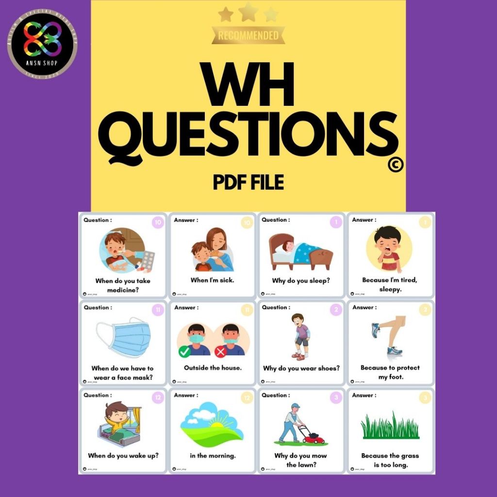 WH WHY? WHEN? Flashcards (PDF) / Cause & Effect / Speech Therapy ...