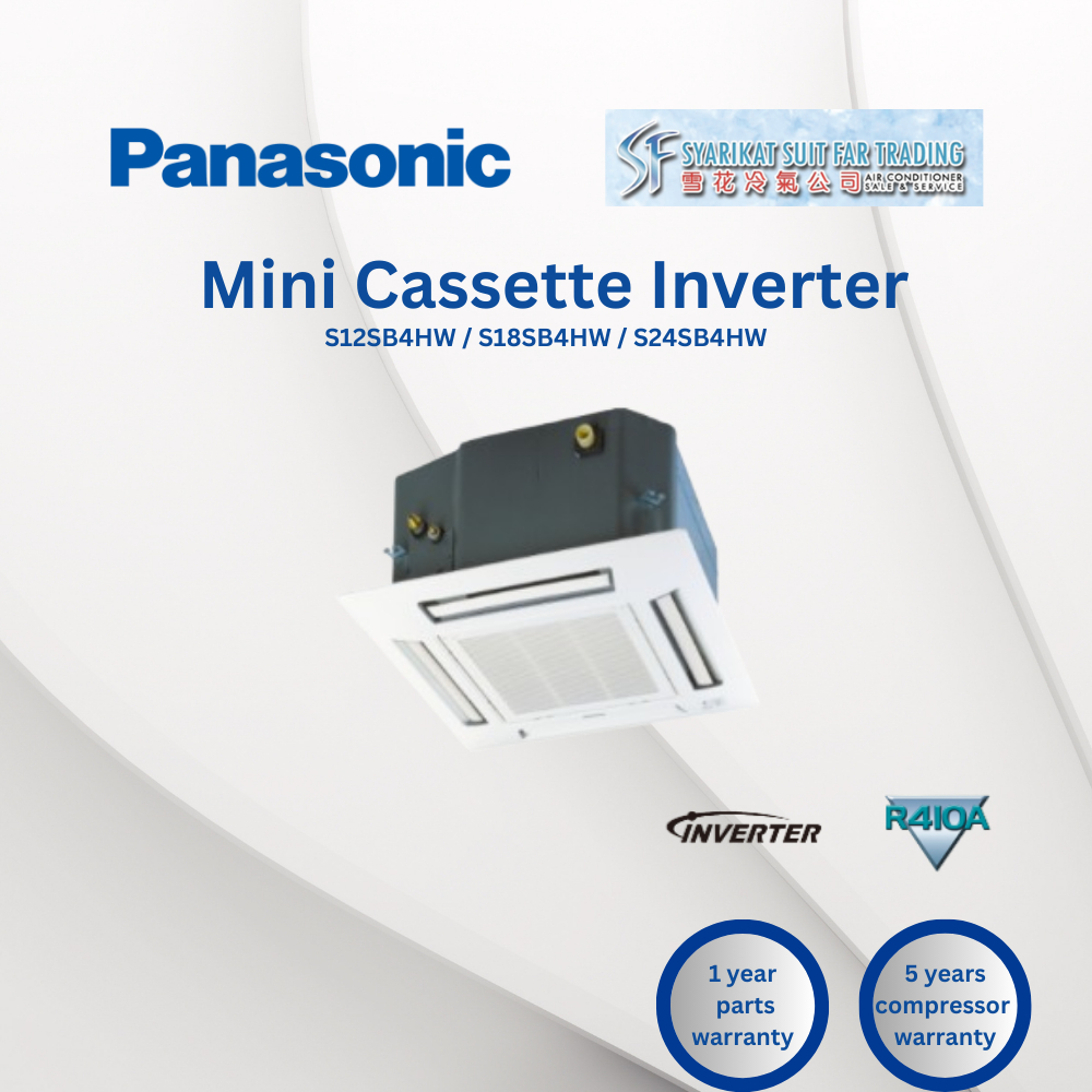 Panasonic Air Cond Ceiling Mini Cassette Inverter R410A l S12SB4HW ...