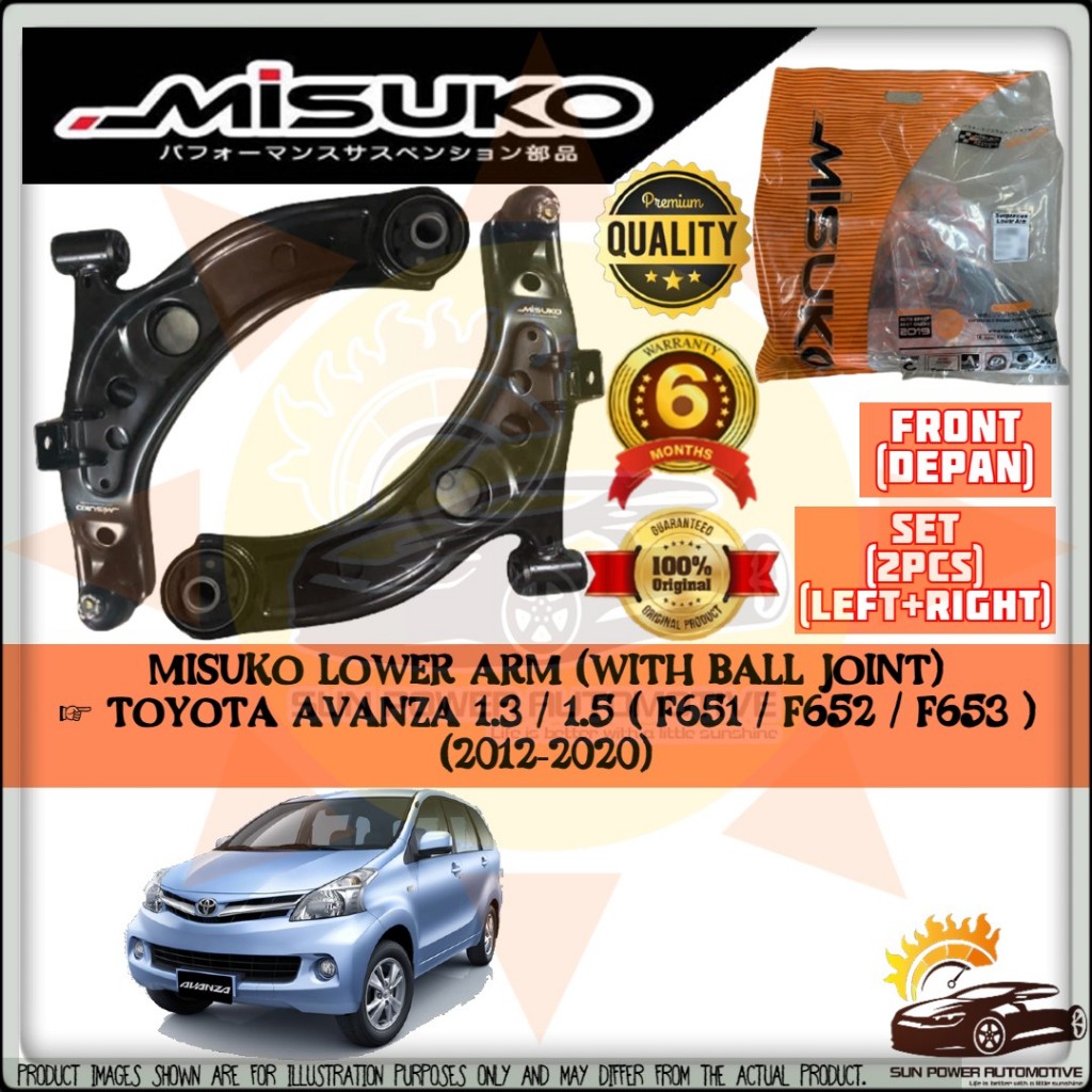 Toyota Avanza F651 F652 F653 1.3 1.5 (2012-2020) MISUKO LOWER ARM SET ...