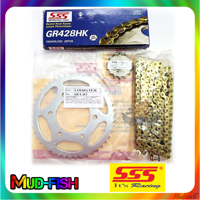 SET GEGANCU RANTAI EMAS YAMAHA Y16 Y16ZR SSS SPROCKET + HEAVY DUTY GOLD ...