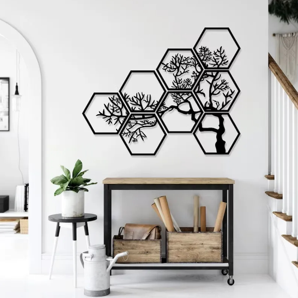 [3D Printed Wall Art] Home Deco Wall Art Tree Frame Modern Aesthetic ...