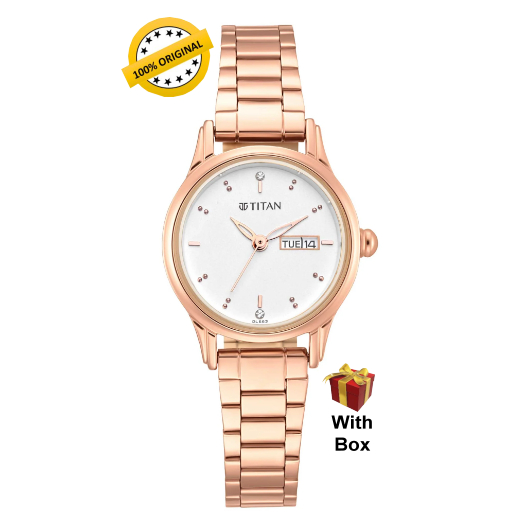 (Ladies) 100% ORIGINAL TITAN 2656WM01 Rose Gold,Day & Date Display ...