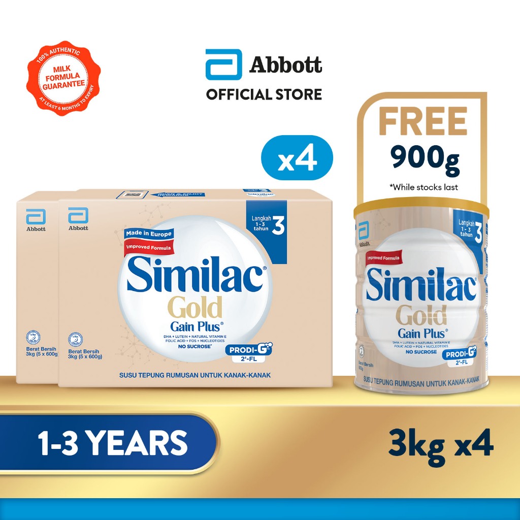 Similac Gold Gain Plus Step 3 Growing Up Milk for Faster Learning BIB ...