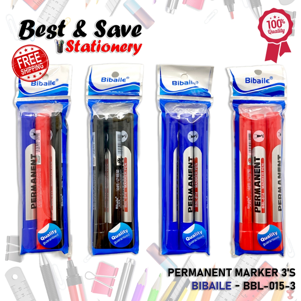 ( BEST & SAVE ) BIBAILE BBL-015 PERMANENT MARKER 3'S 2024 | Shopee Malaysia
