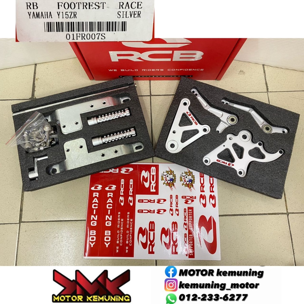 RCB FOOTREST RACE YAMAHA Y15ZR / RS150 BLACK SILVER Y15 Y16 RS150 RS ...