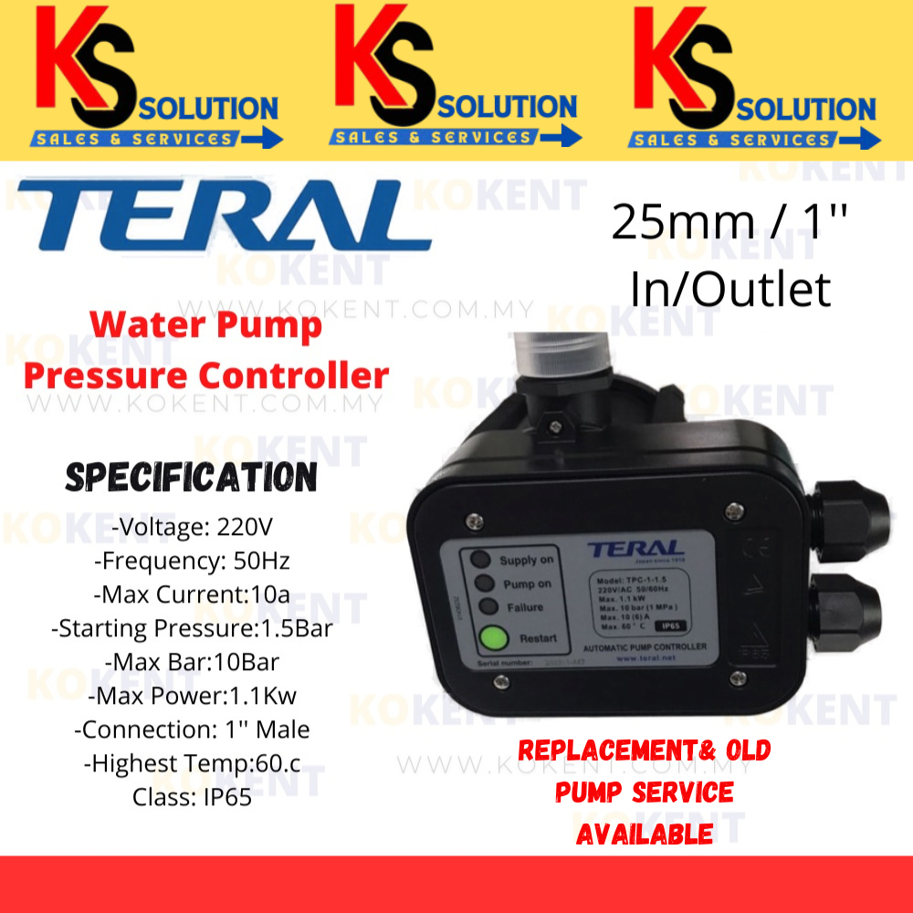 TERAL TPC-15 Water Pump Pressure Switch Automatic Pressure Controlle ...