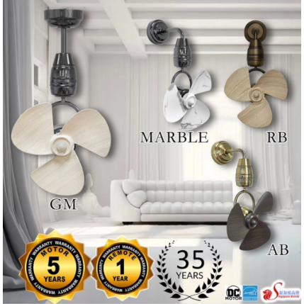 Elmark Wall Ceiling Fan Unique Antique Fan DC Motor 6 Speed Forward & 6 ...