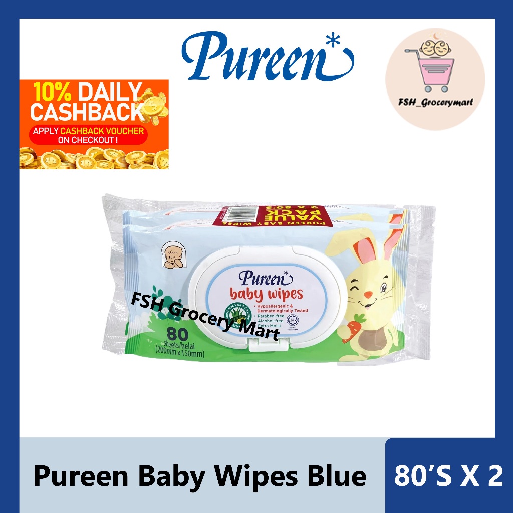 Pureen Baby Wipes / Wet Tissue Twin Pack (BLUE) 80'sx2 | Shopee Malaysia