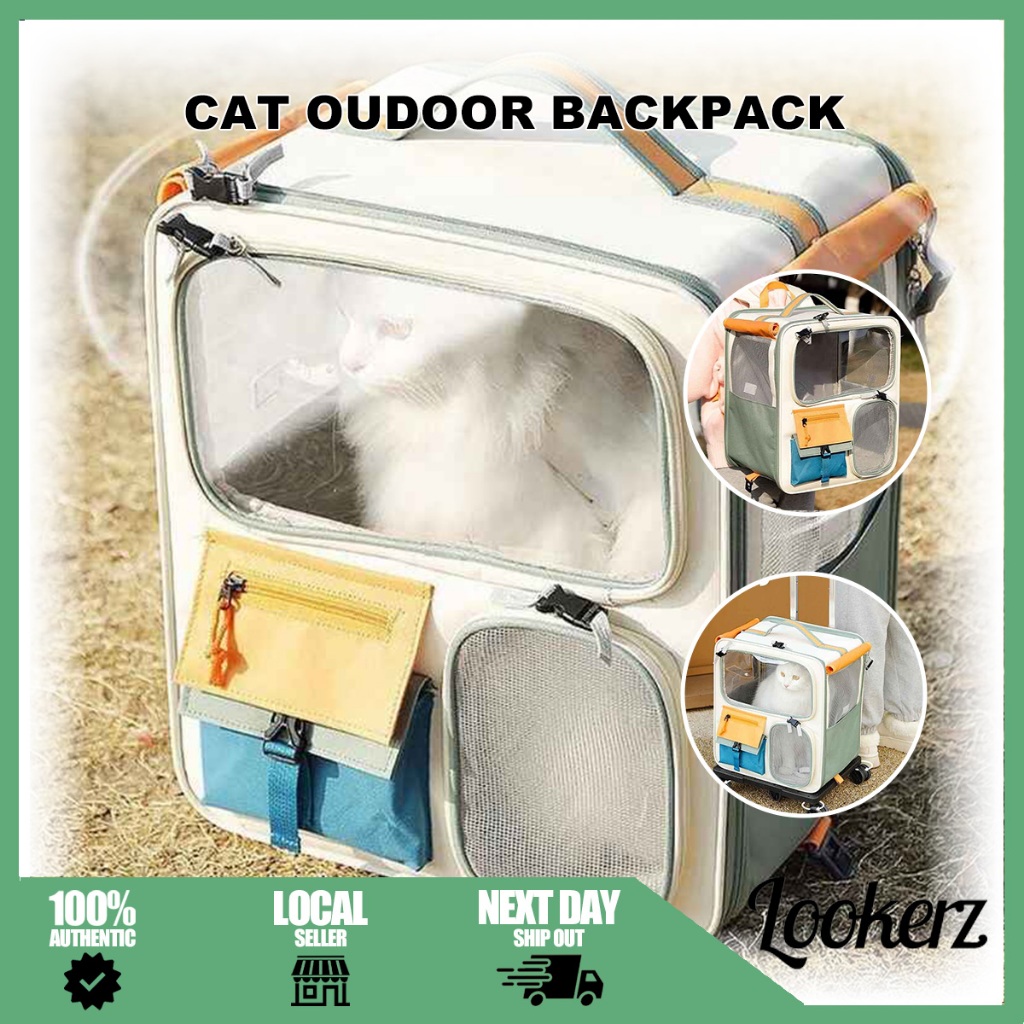 [MY] Cat Outdoor Carrier Backpack/ Pet Mesh Breathable Cat Cage/ Large ...