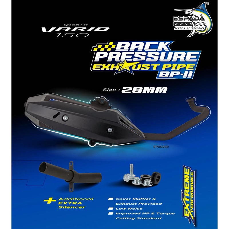 HONDA VARIO150 / VARIO 150 (100% ORIGINAL ESPADA) BACK PRESSURE BPll BP2 28MM CUTTING STANDARD ...