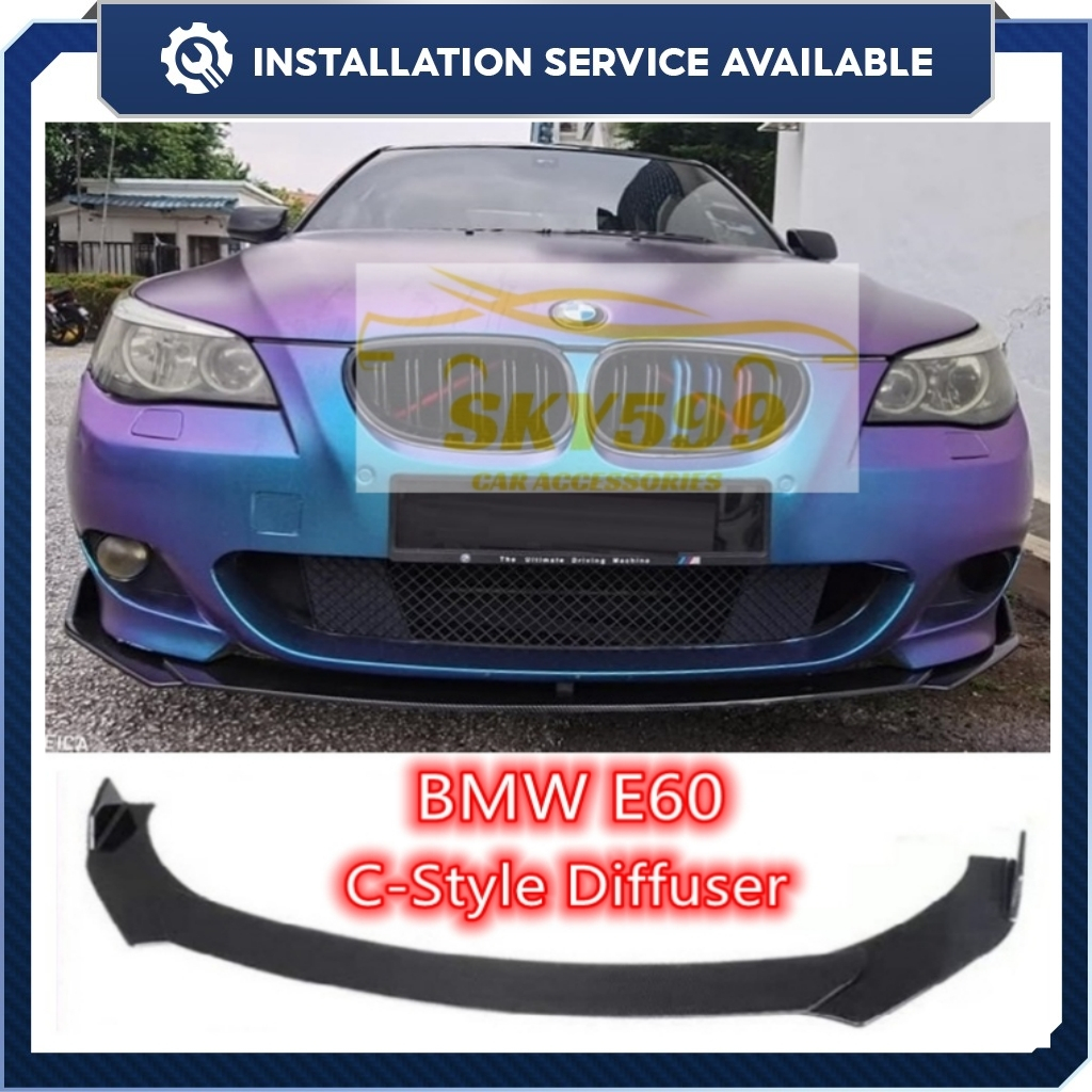 BMW E60 Front Bumper Diffuser Lip Wrap Angle Splitters Black & Carbon ...