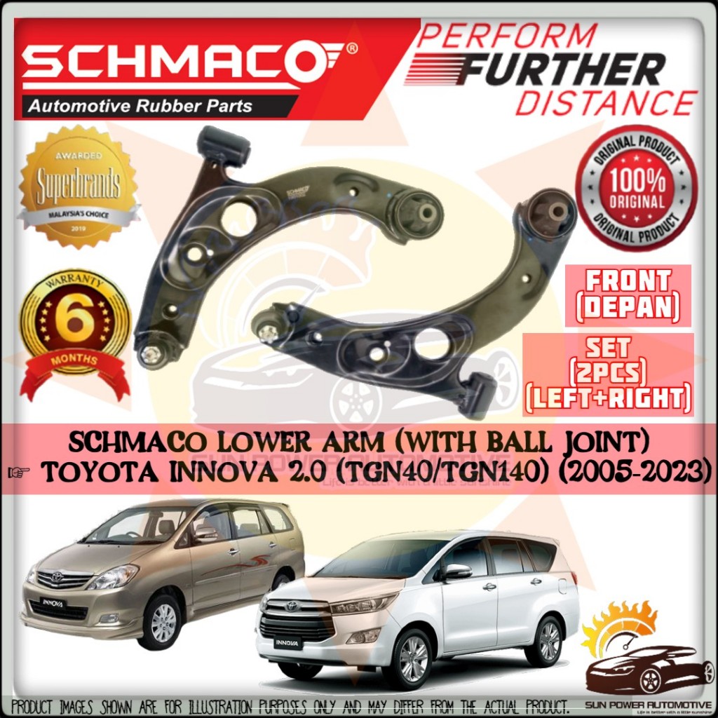 Toyota Innova 2.0 TGN40 / TGN140 (2005-2023) SCHMACO LOWER ARM SET ...