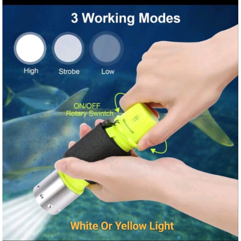 Diving Flashlight Use AAA X 3 Dry Battery/18650 3.7v XML T6 CREE Bulb ...