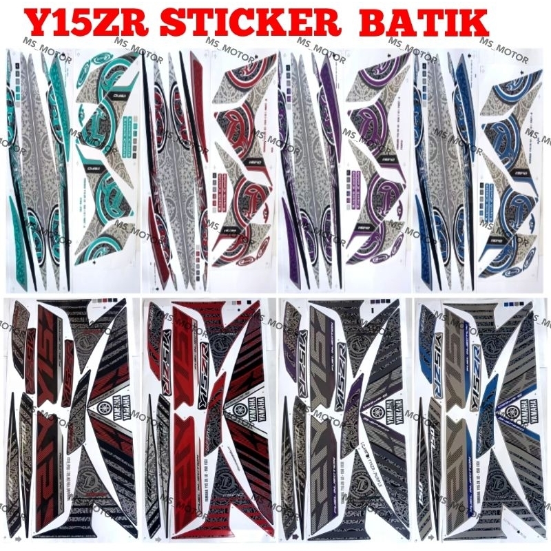 Y15ZR BODY COVER STICKER STRIPE Y15 COVER SET BATIK HITAM MERAH BIRU ...