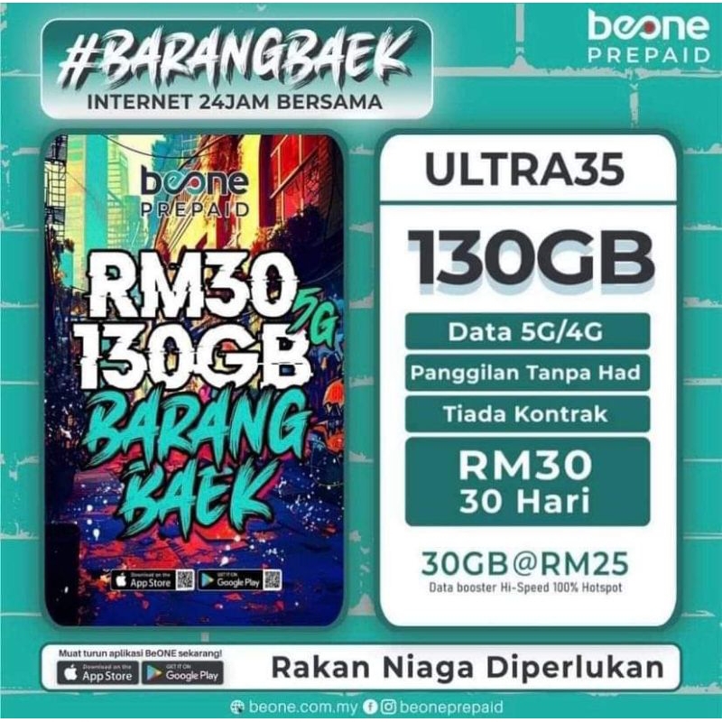 Simkad Beone RM30 (130GB) 5g 4g | Shopee Malaysia