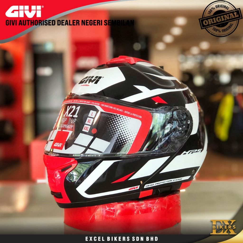 GIVI HELMET X.21 EVO NUMBER BLACK/WHITE/RED/ GIVI HELMET/FLIP UP HELMET ...