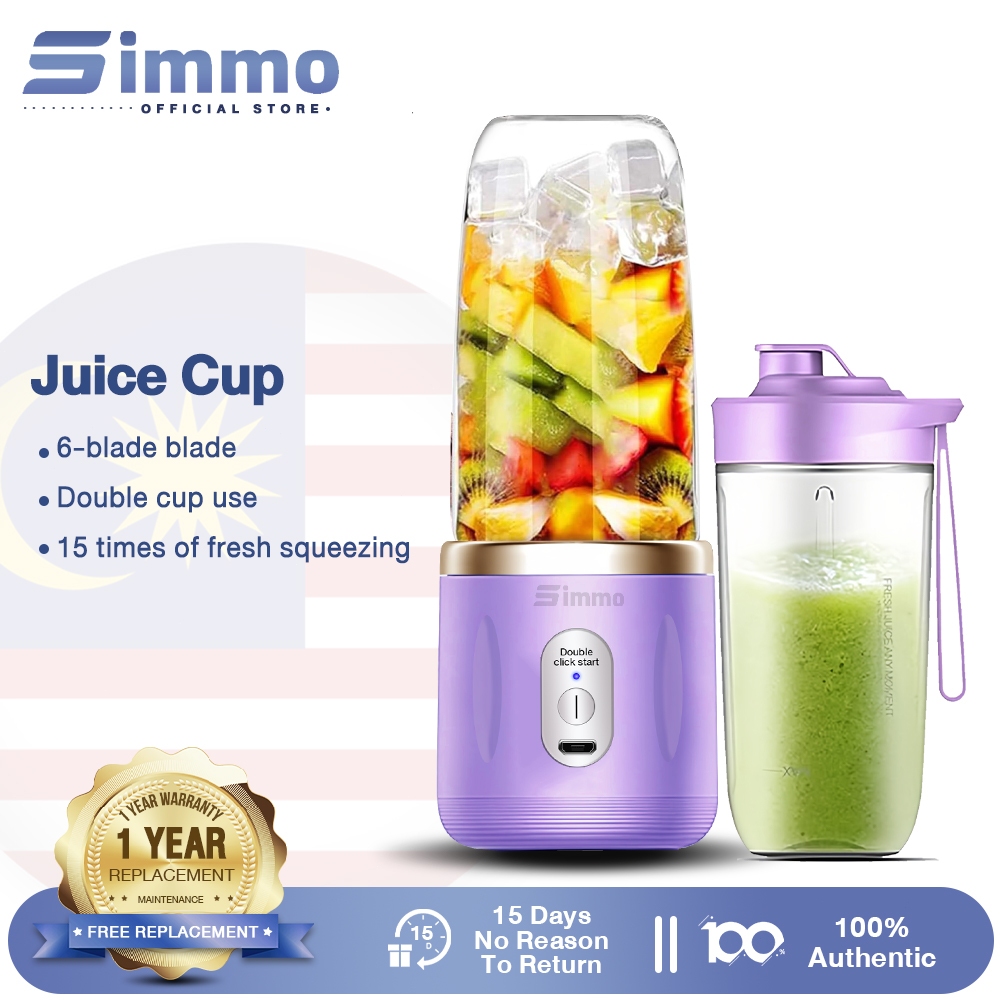 Simmo Juice Cup Portable Blender With Safety Lock Juicer 6-Blade Blade Blender 400ML+300ML Large ...