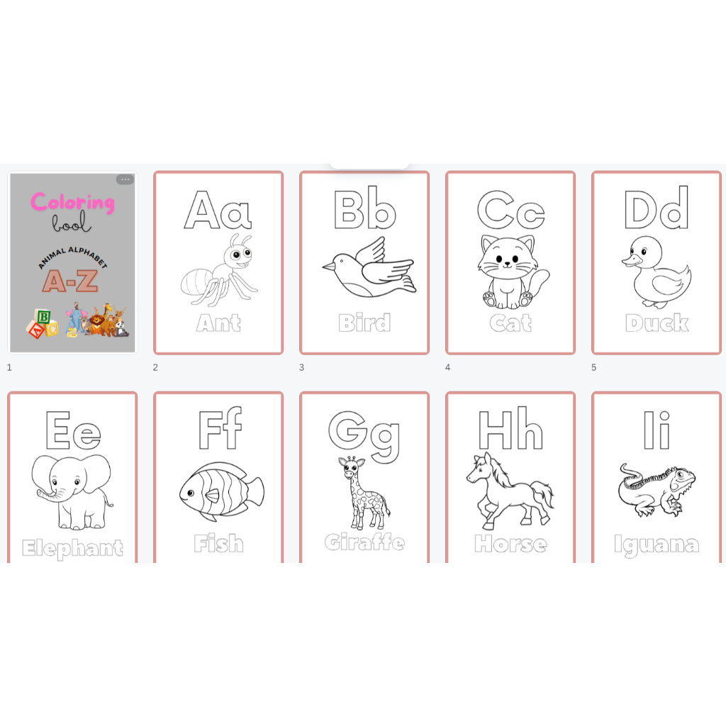 [PDF/softcopy] Printable Animal Alphabet Coloring Book for Kids ...