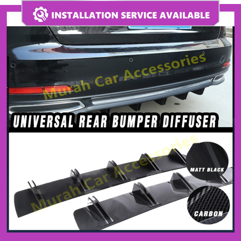 Universal Car Rear Bumper Chassis Spoiler Shark Deflector Black Abs ...