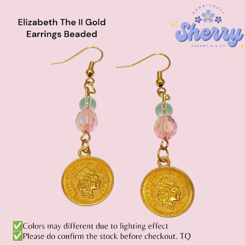 Elizabeth The ii Gold Earrings Beaded Style Ngepan Iban Kumang Sarawak ...