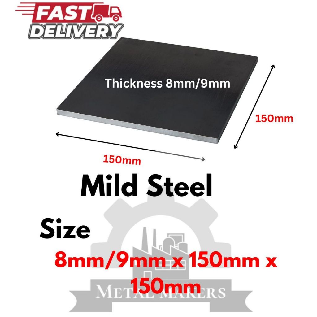 Mild Steel Plate ( 8mm/9mm tebal x 150mm x 150mm ) Papan Besi | Shopee ...