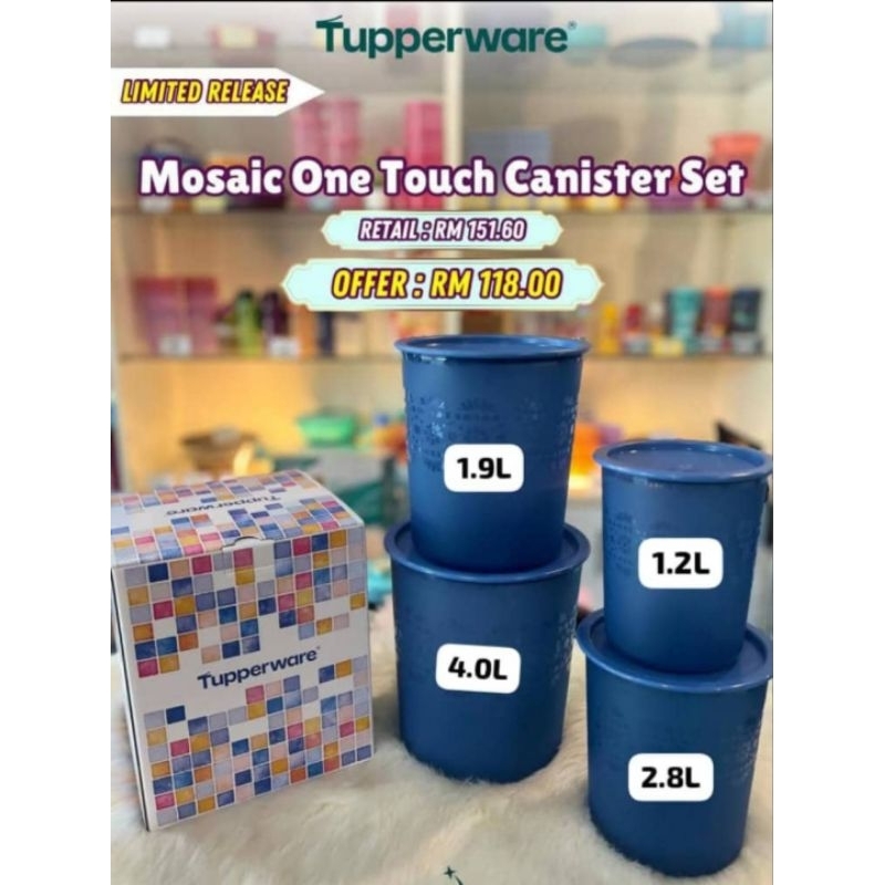 Tupperware mosaic one touch canister set | Shopee Malaysia