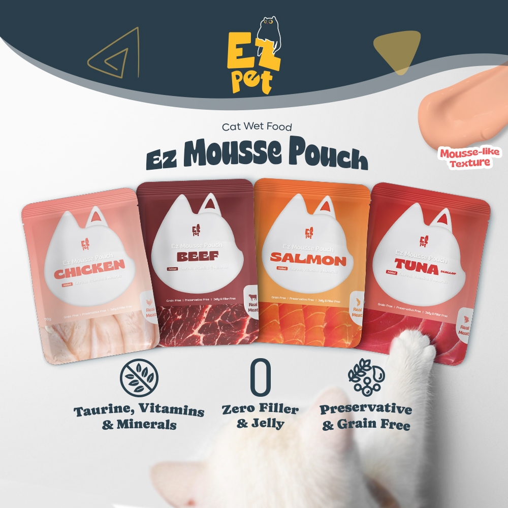 EZPET🐱 NEW【EZ Mousse Pouch Series】Cat Wet Food Pouch Makanan Kucing ...