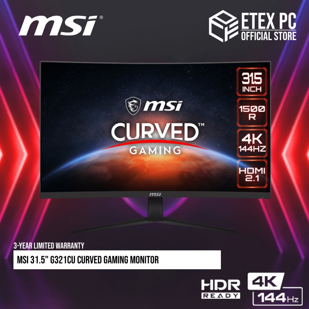 MSI 31.5" G321CU Curved Gaming Monitor - Curved / 4K / 144Hz / VA Panel ...