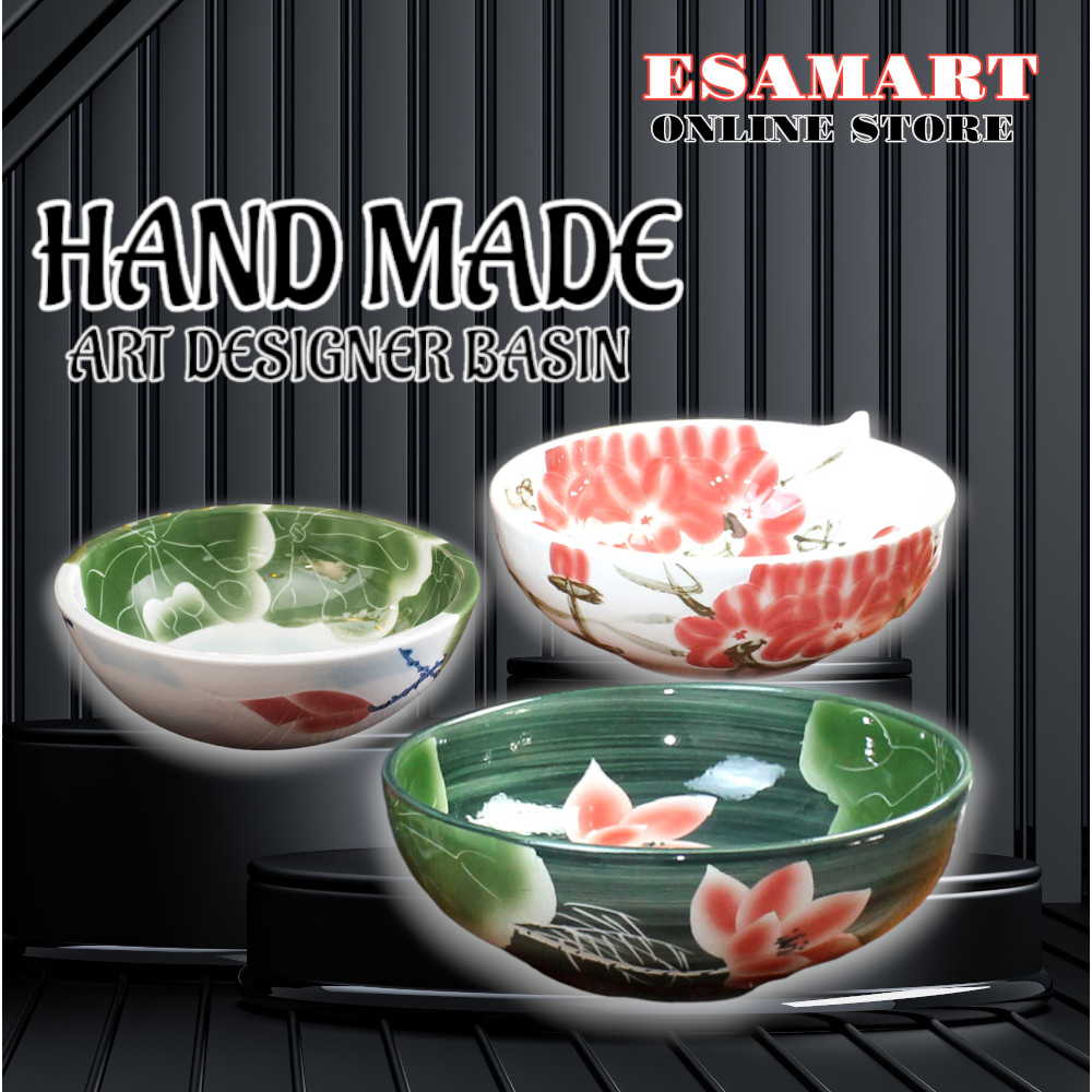 HAND MADE CERAMIC BASIN DESIGNER ART BASIN ABOVE COUNTER TOP ART SINK ...