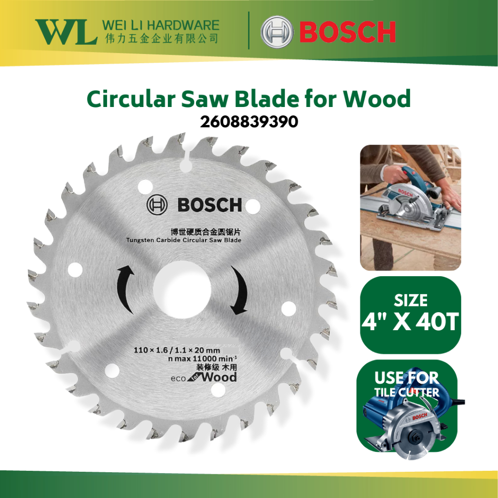 BOSCH 4 Inch X 40T Circular Saw Blade 2608839390/Wood Cutting Blade ...